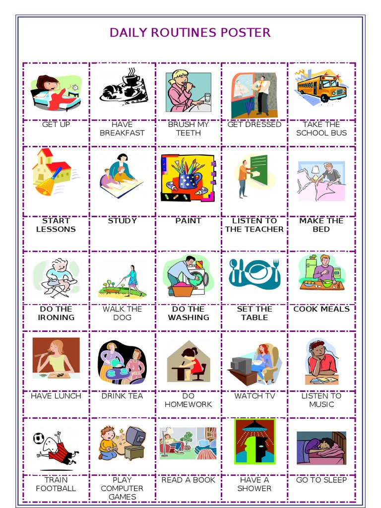 Daily Routines Poster: Get Up Have Breakfast Brush My Teeth Get Dressed ...