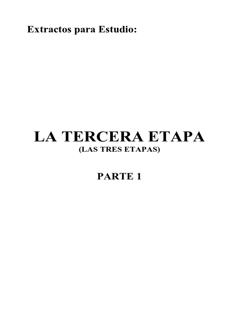 La Tercera Etapa (Las Tres Etapas) Parte 1 | PDF | Oración | Verdad