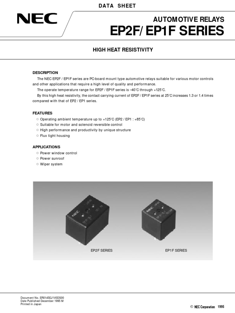 Ep2F/Ep1F Series: Automotive Relays | PDF | Relay | Electrical ...