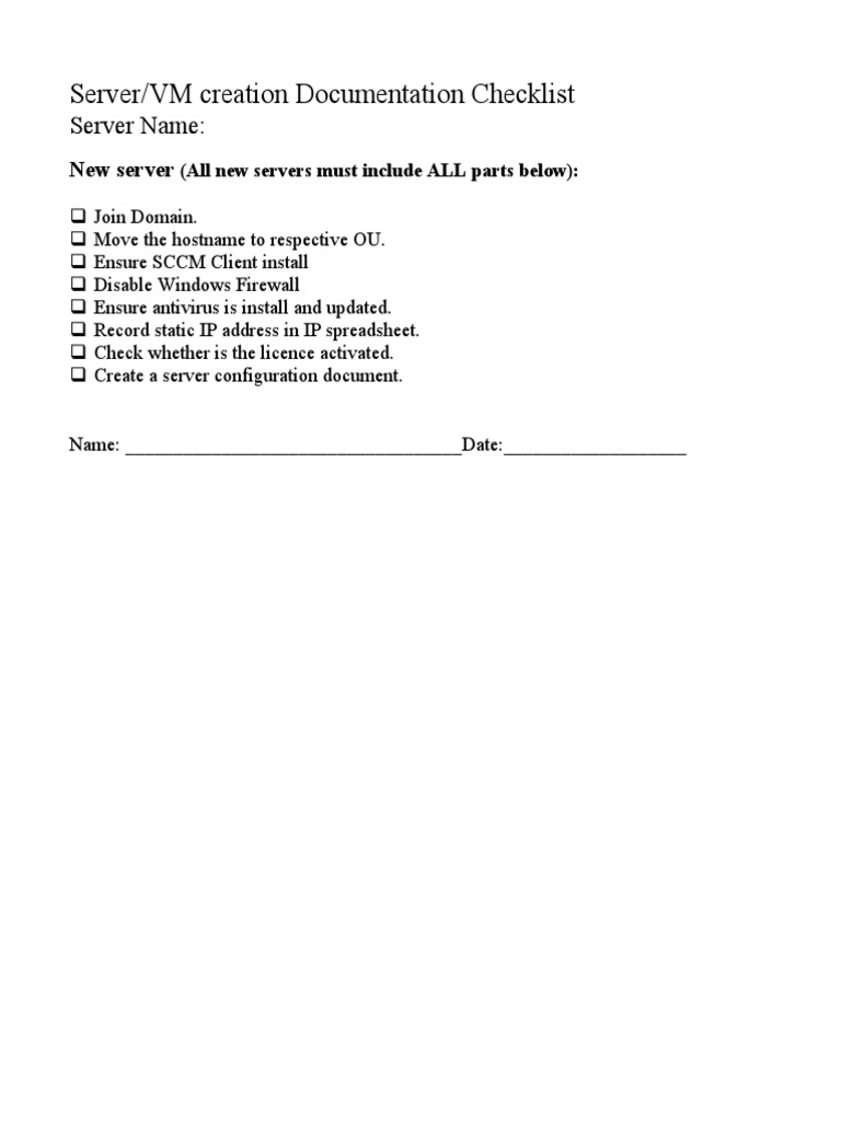New Server Checklist (Proposed) | PDF | Computers | Technology ...