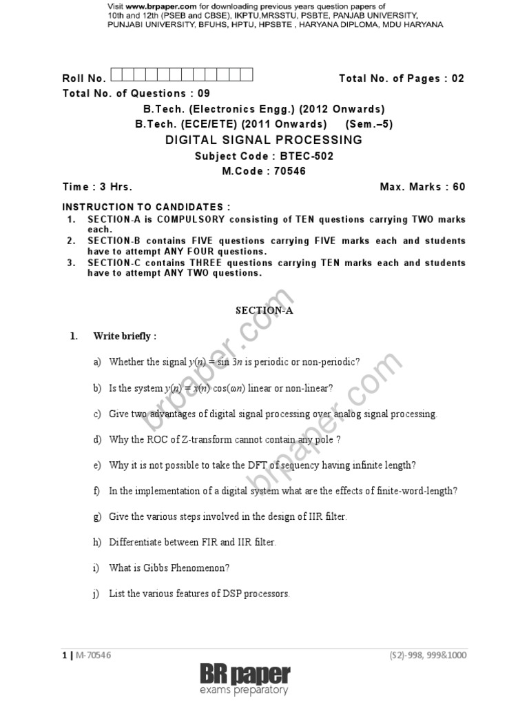 DSP (5th) May2019 PDF | PDF | Digital Signal Processing | Algorithms