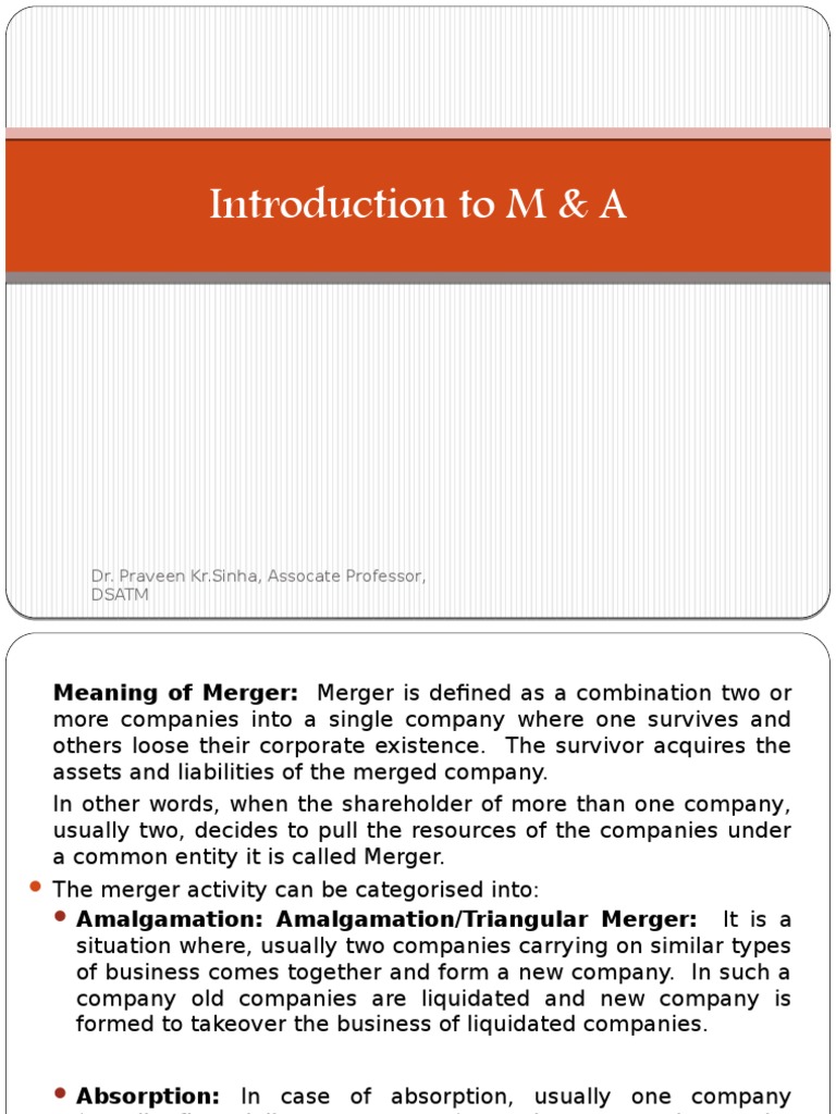 Introduction To Merger and Acquisitions | PDF | Mergers And ...