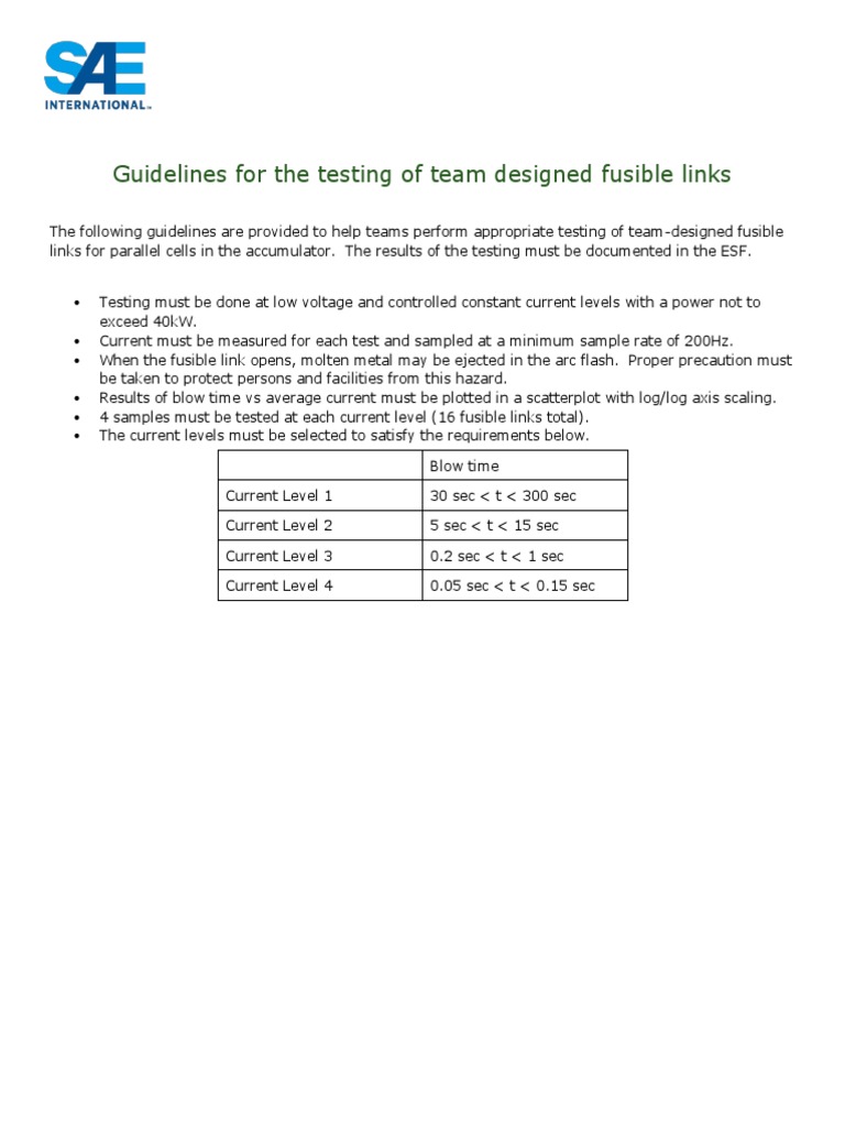 Fusible Link Testing Guidelines | PDF