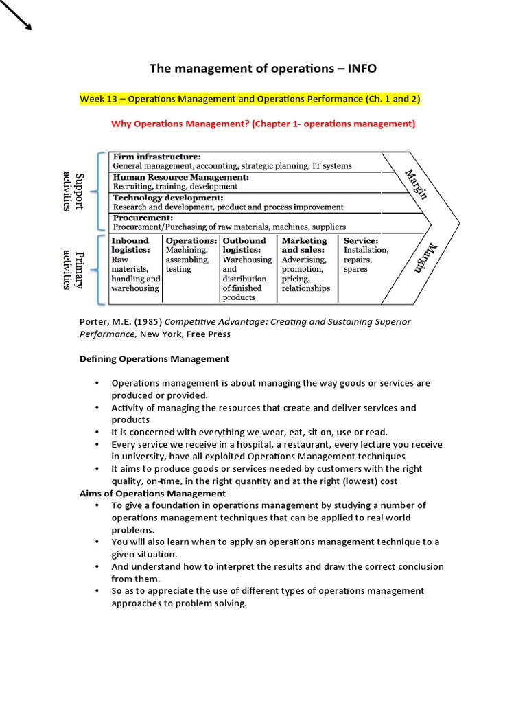 The Management of Operations Notes Final | PDF | Operations Management ...
