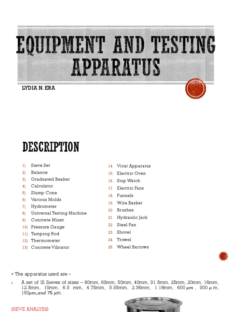 Lesson 3 Equipment and Apparatus Used in Testing of Materials | PDF ...