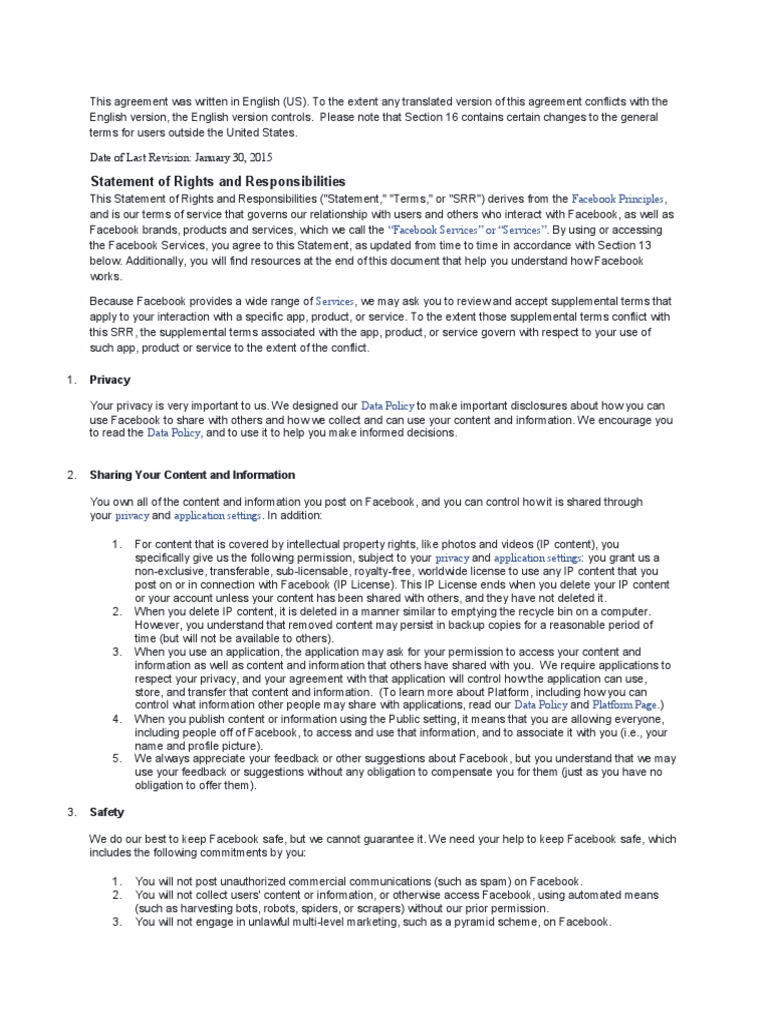 Terms of Service | PDF | Facebook | Intellectual Property