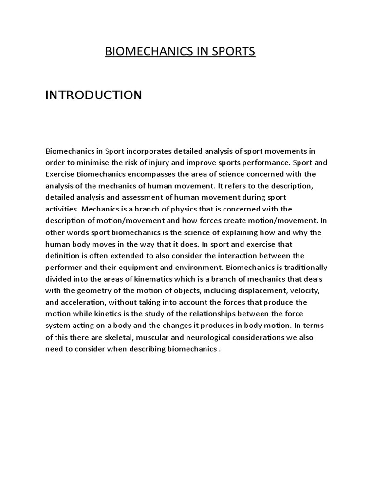 Biomechanics in Sport | PDF | Balance (Ability) | Force