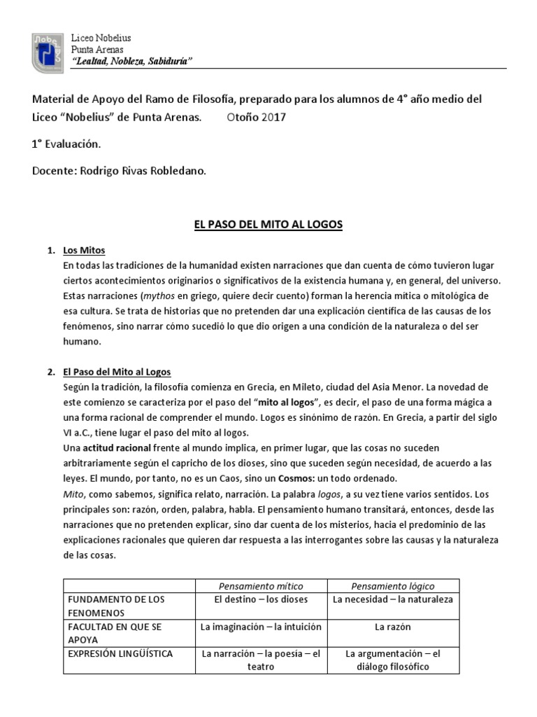 El Paso del Mito al Logos en Filosofía | PDF | Aristóteles | Platón
