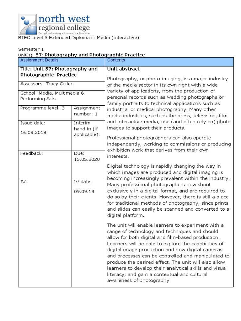 Photography Assignment 1 Complete 1920 | PDF | Digital Photography ...