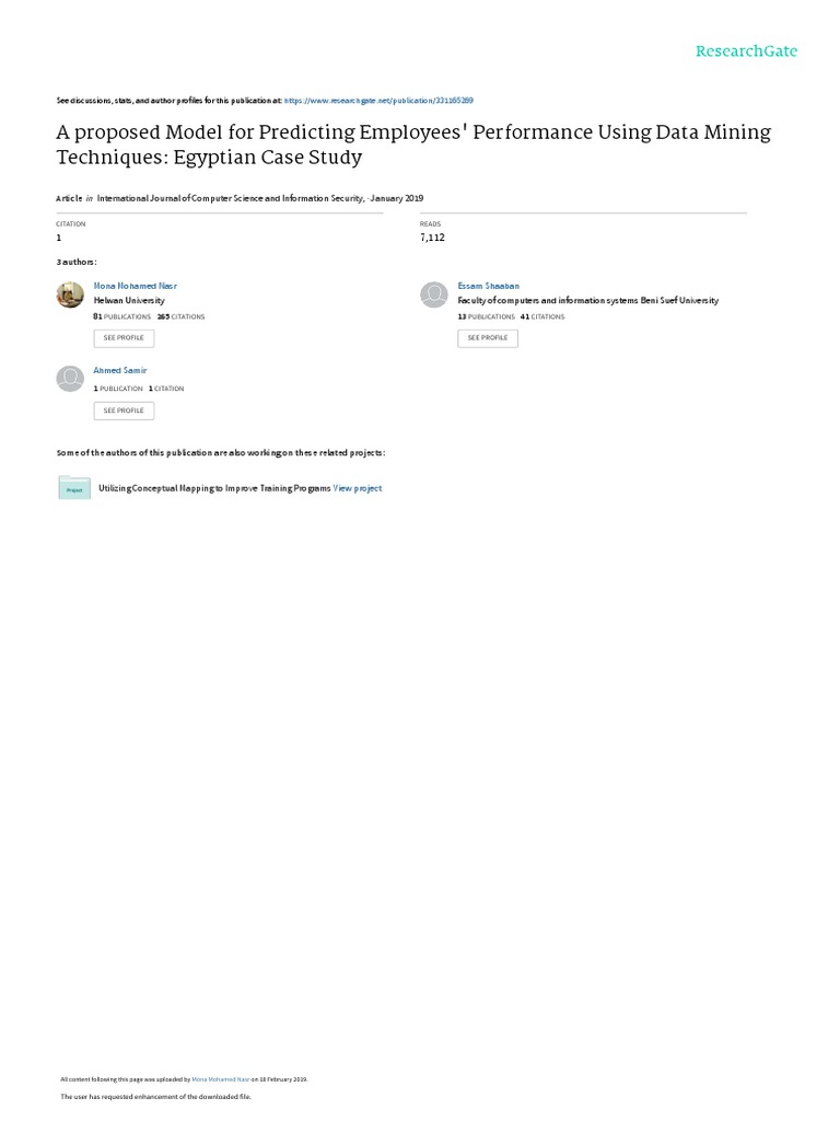 A Proposed Model For Predicting Employees' Performance Using Data Mining Techniques: Egyptian ...
