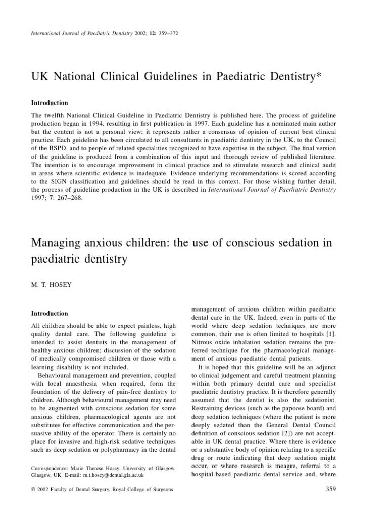 UK National Clinical Guidelines in Paediatric Dentistry | PDF ...