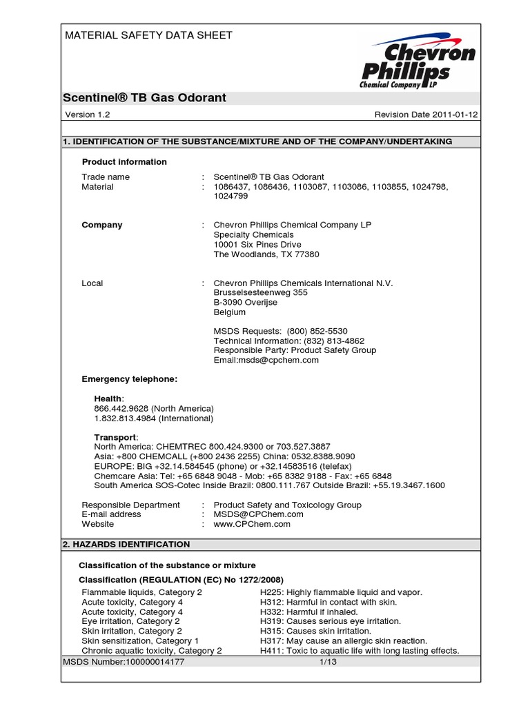 Scentinel TB 100000014177 - SDS - EU - EN | PDF | Toxicity | Hazardous Waste