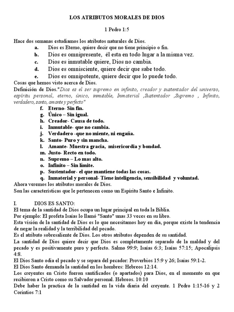 Leccin 1 LOS ATRIBUTOS MORALES DE DIOS | PDF | Gracia en el cristianismo | Dios