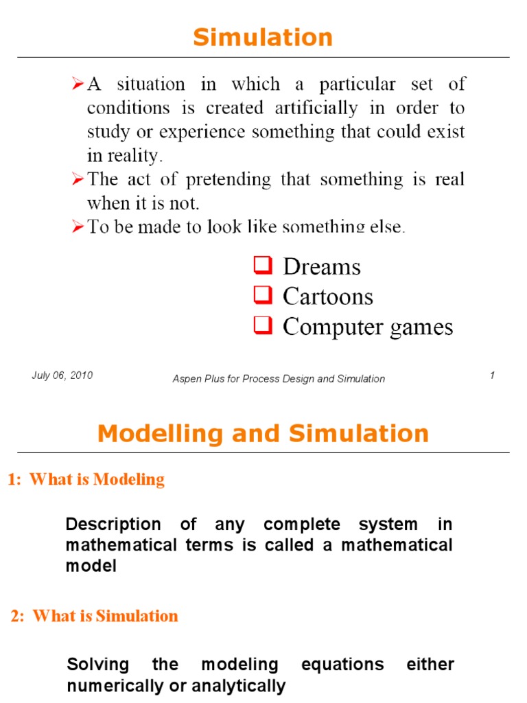 Simulation: July 06, 2010 1 Aspen Plus For Process Design and Simulation | PDF | Science And ...