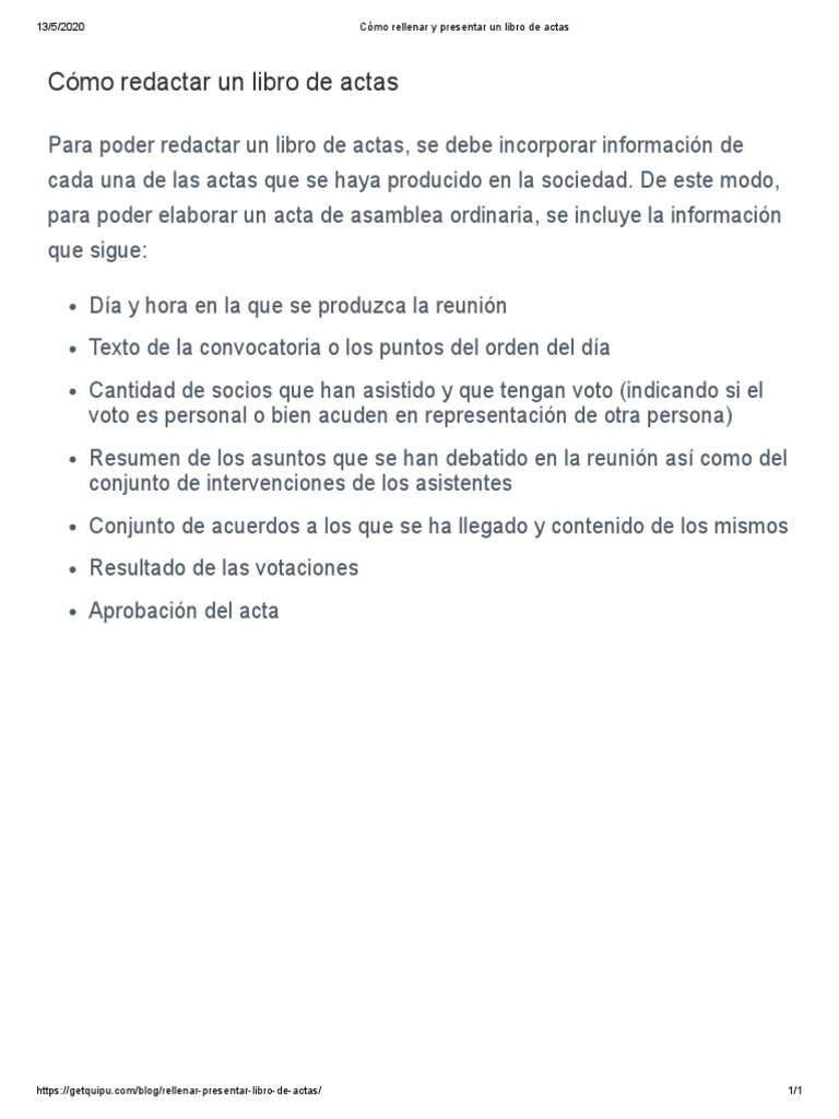 Cómo Rellenar y Presentar Un Libro de Actas PDF | PDF