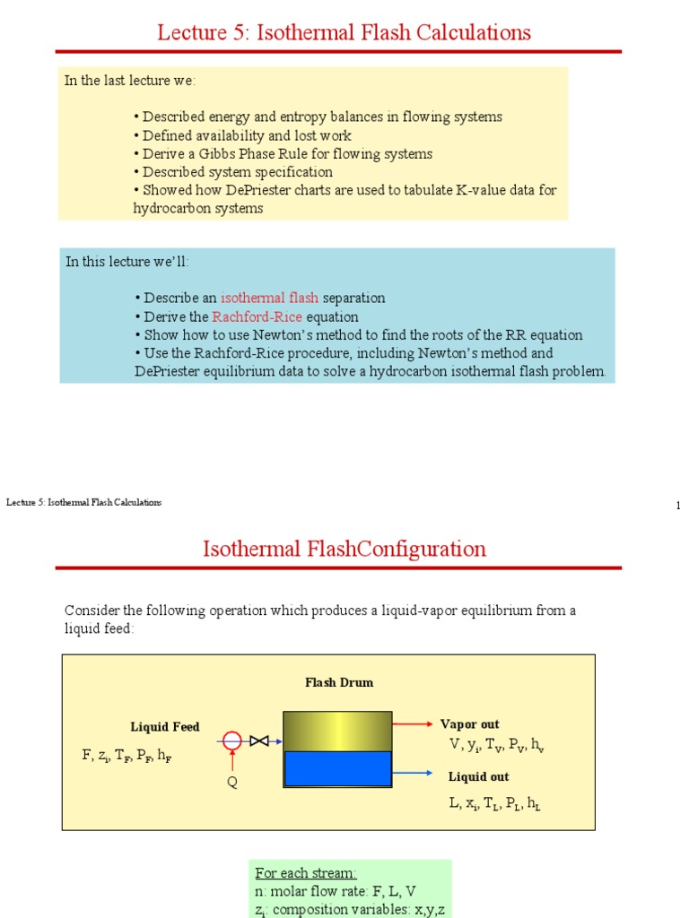 Rachford-Rice Method for Isothermal Flash | PDF | Thermodynamics ...