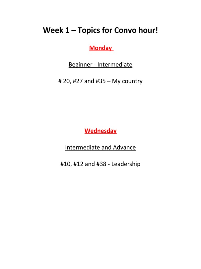 Week 1 Topics | PDF | Career & Growth