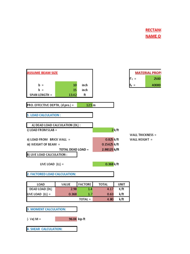 Rectangular Beam Design Name of Method: Usd | PDF | Beam (Structure) | Building Materials
