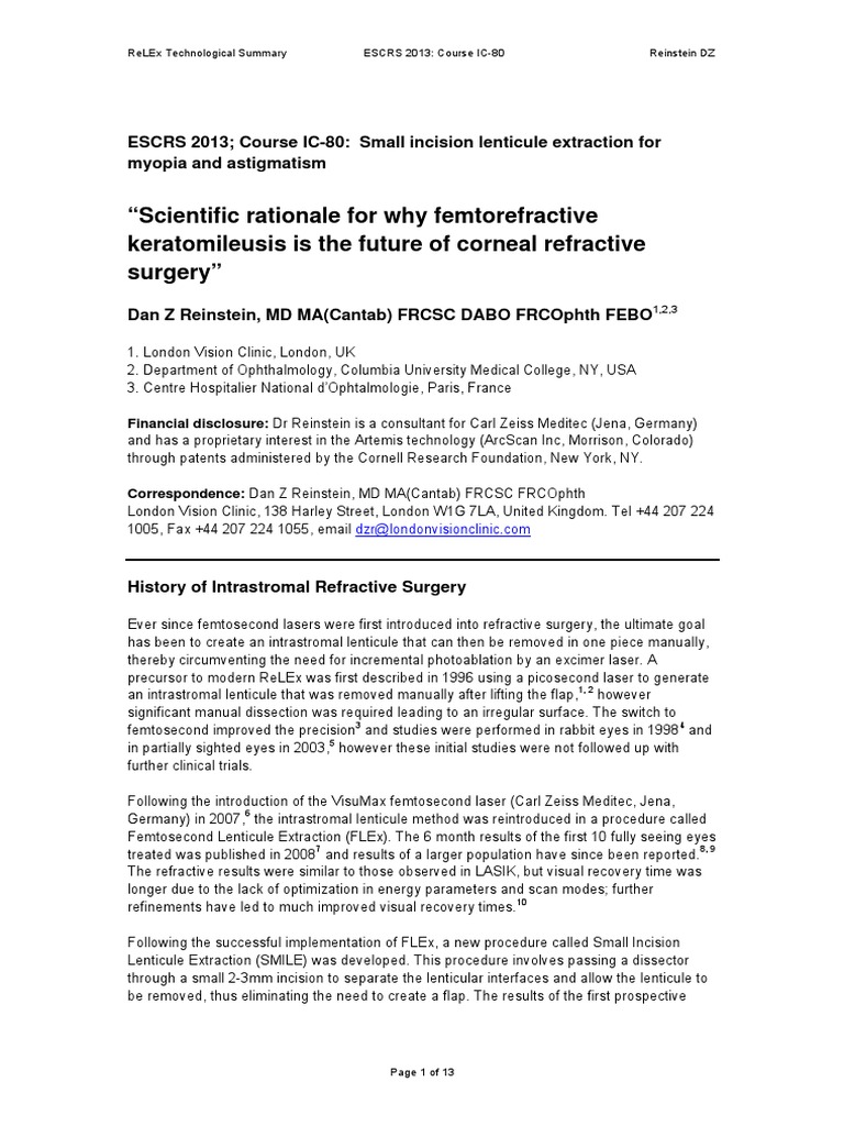 ReLExCourseHandout IC80 Reinstein - 2013 | PDF | Cornea | Human Eye