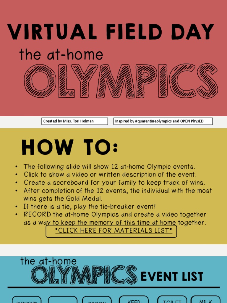 Quarantine Olympics Inspired Activities | PDF | Wellness