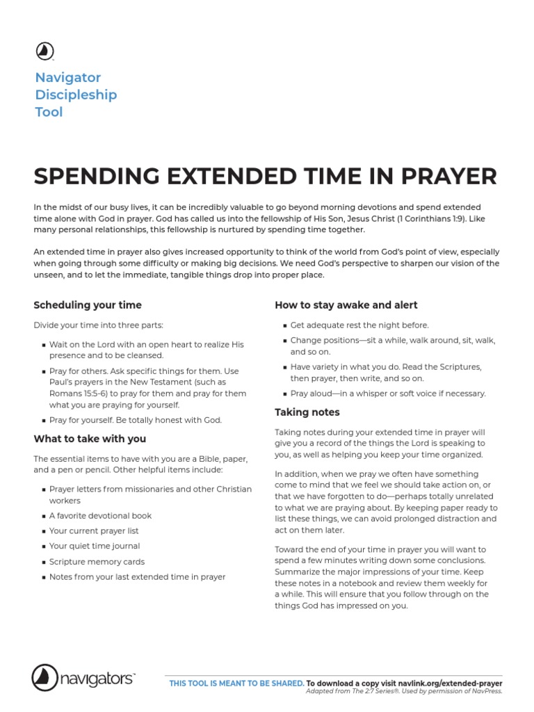 Navigators Half Day of Prayer Suggestions | PDF | Prayer | Theology