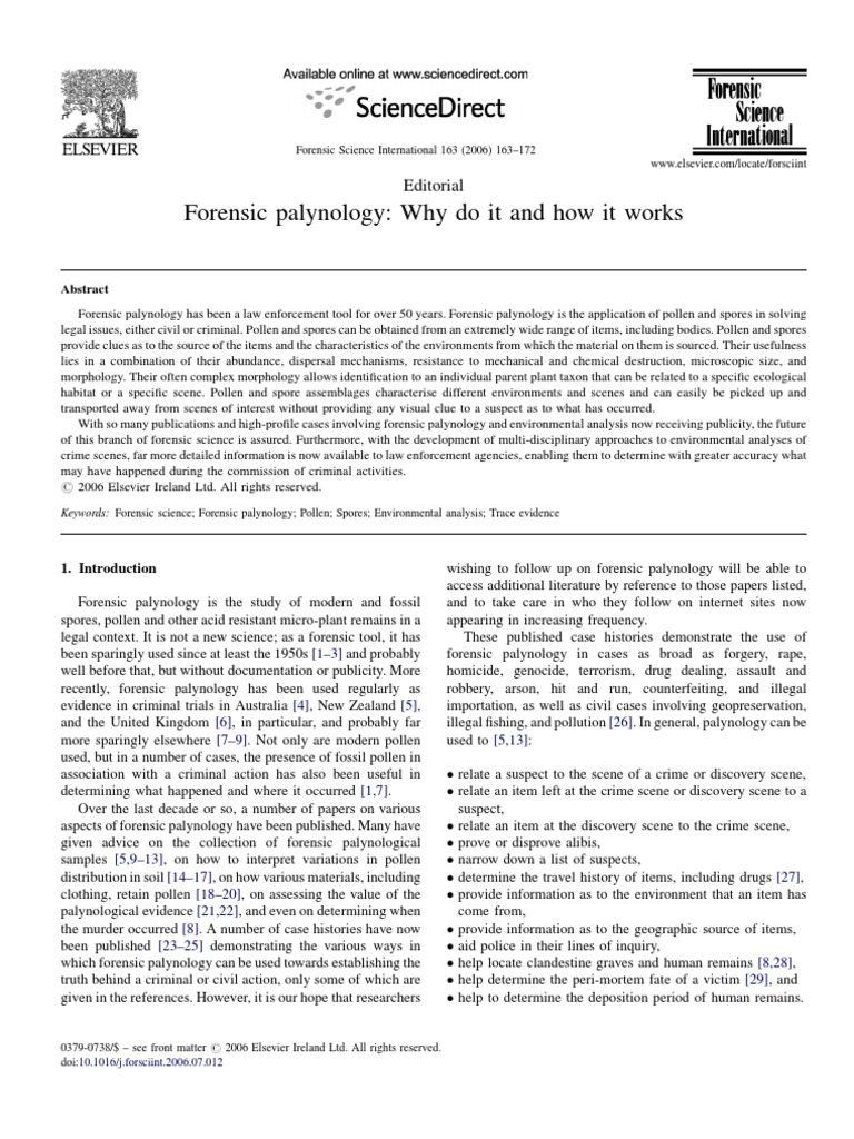Forensic Palynology Why Do It and How It Works | PDF | Pollen | Crime Scene