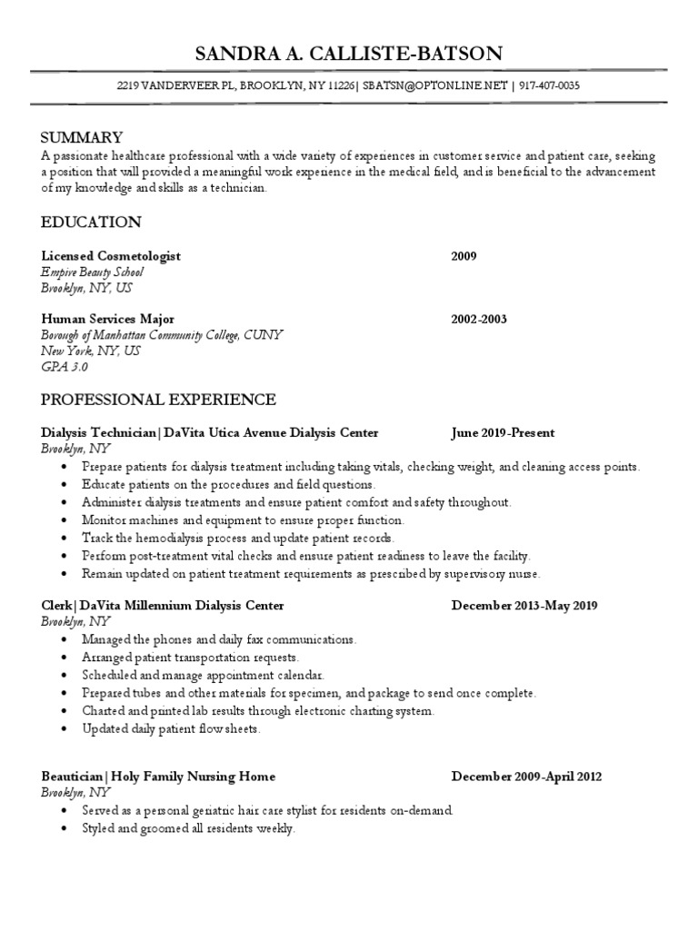Sandra A. Calliste-Batson: Empire Beauty School Brooklyn, NY, US | PDF ...