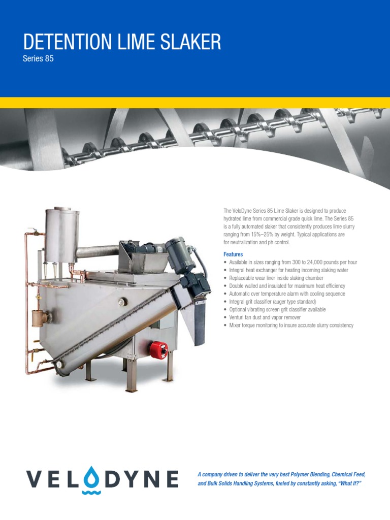 Detention Lime Slaker: Series 85 | PDF | Chemistry | Building Engineering