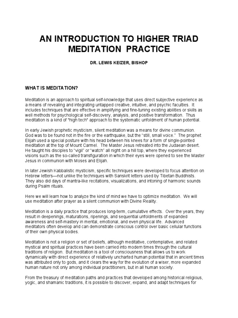 An Introduction To The Higher Triad Meditation Practice PDF | PDF ...