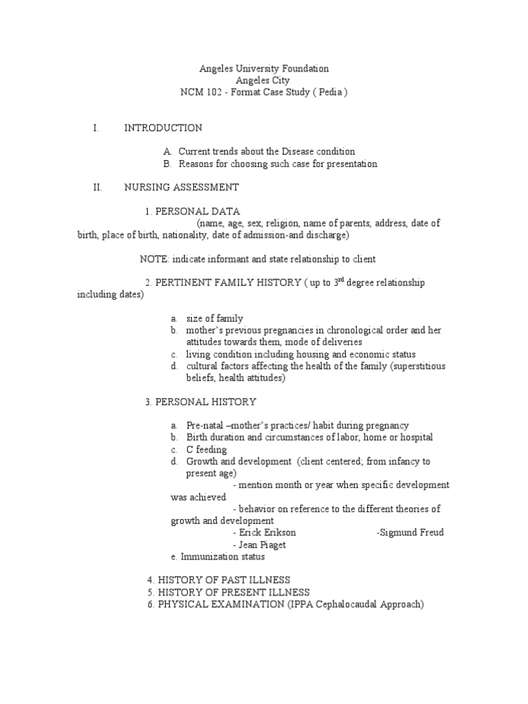 Pedia Case Study Format | PDF | Patient | Nursing