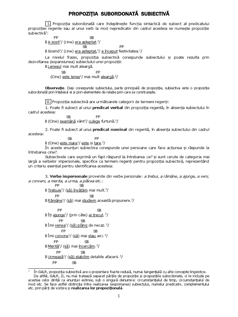 Propozitia Subordonata Subiectiva | PDF