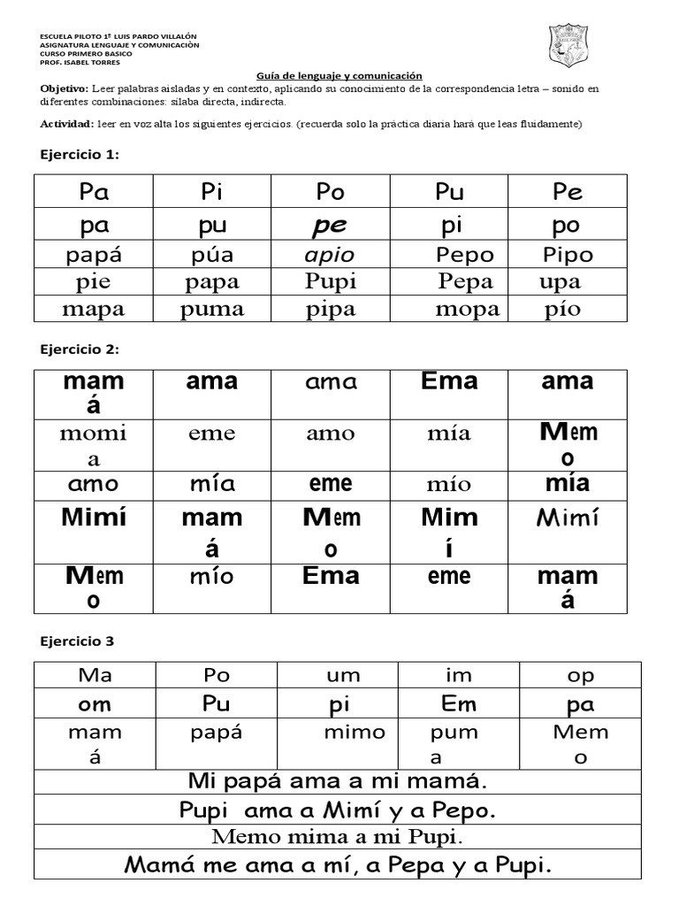 Lectura de Letra P-M | PDF