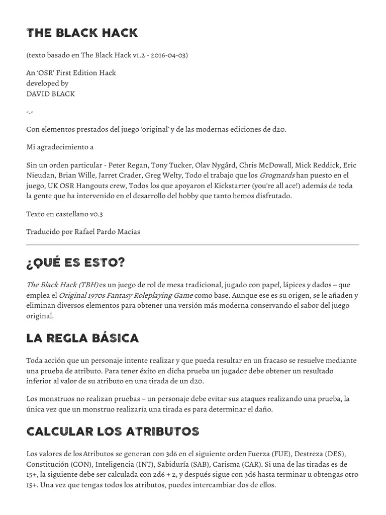 Guía de Juego: The Black Hack RPG | PDF | Naturaleza