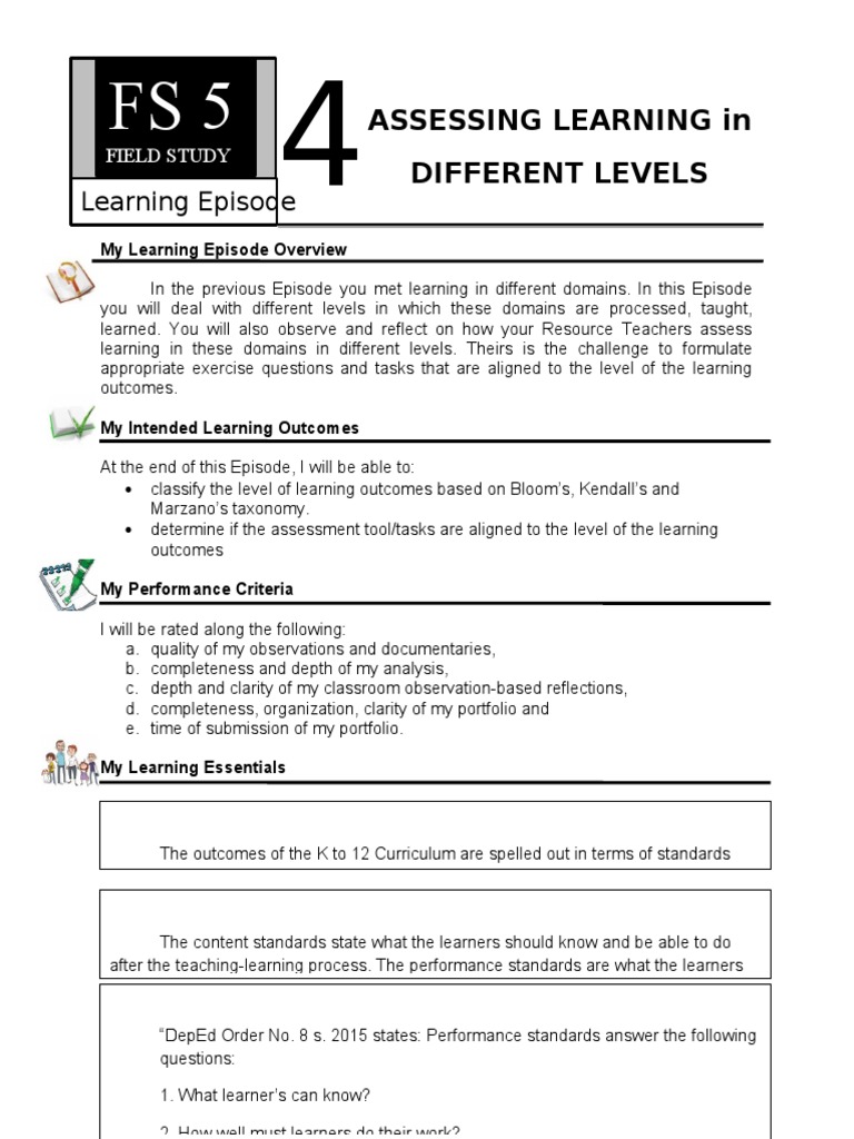 Fs 5 Episode 4 | PDF | Educational Assessment | Metacognition