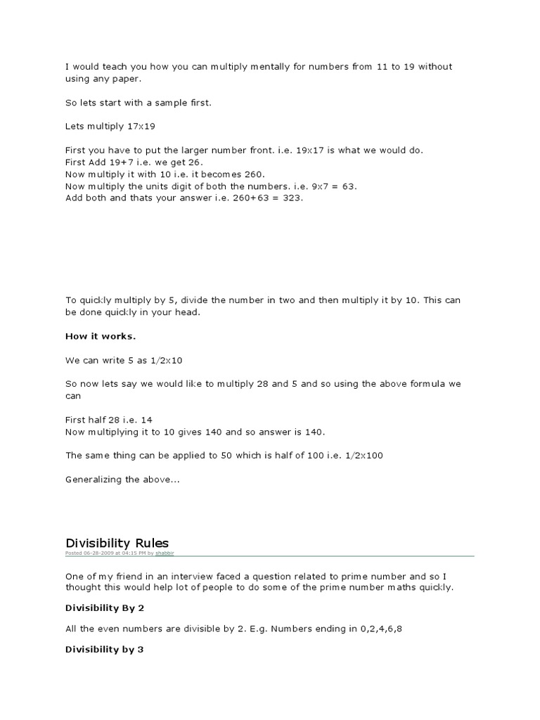 I Would Teach You How You Can Multiply Mentally For Numbers From 11 To ...