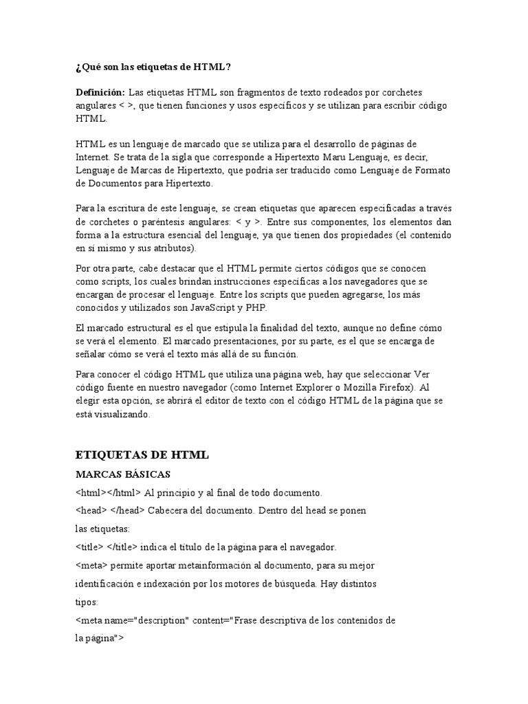 Etiquetas HTML | PDF | HTML | Lenguaje de programación