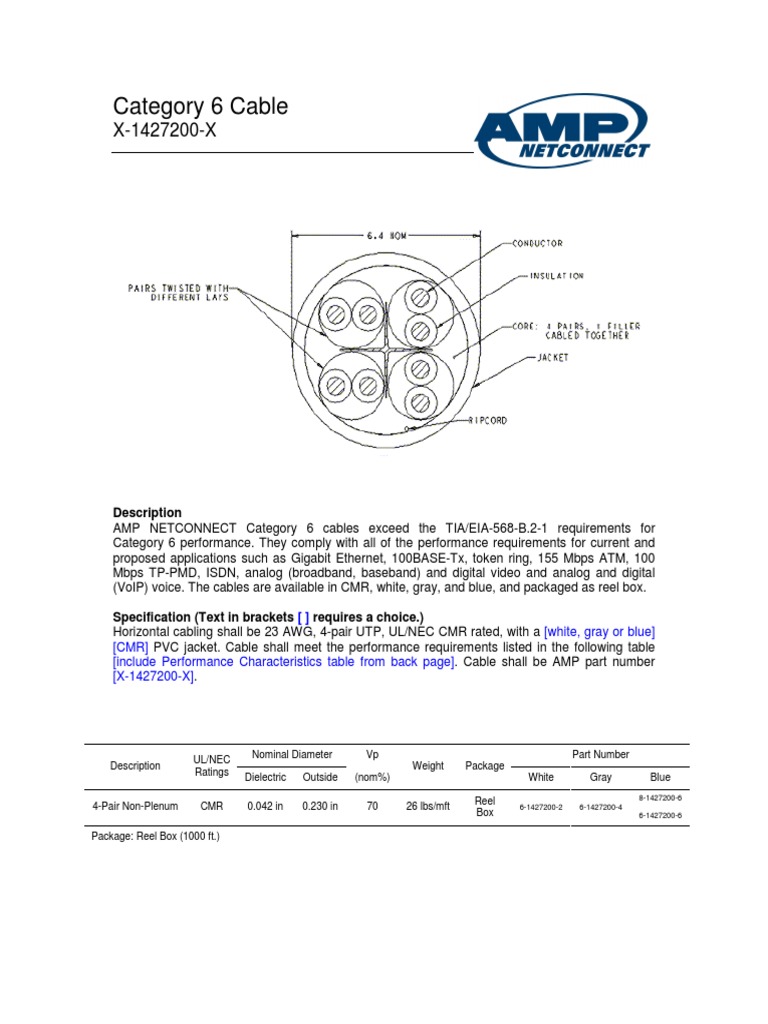 Category 6 Cable: Description | PDF | Cable Television | Electronics