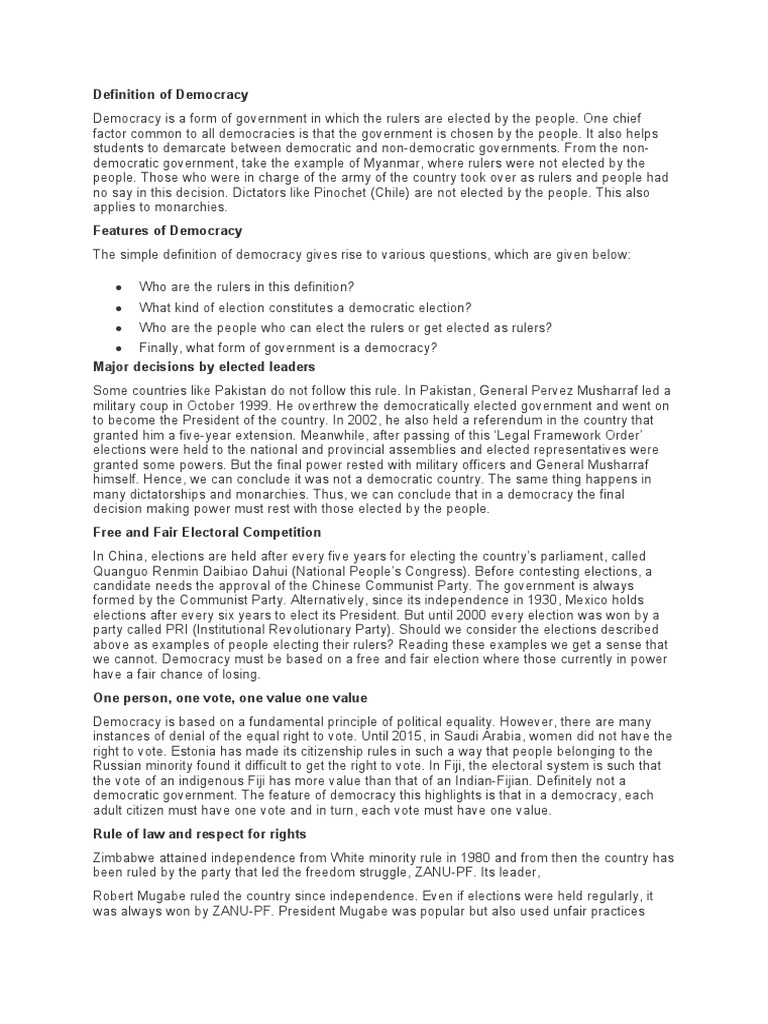 Definition of Democracy | PDF | Elections | Democracy