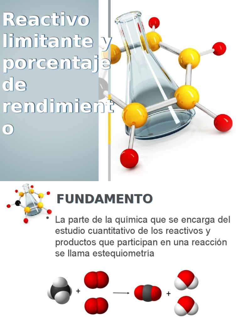 Reactivo Limitante y Porcentaje de Rendimiento | PDF | Estequiometría | Reacciones químicas