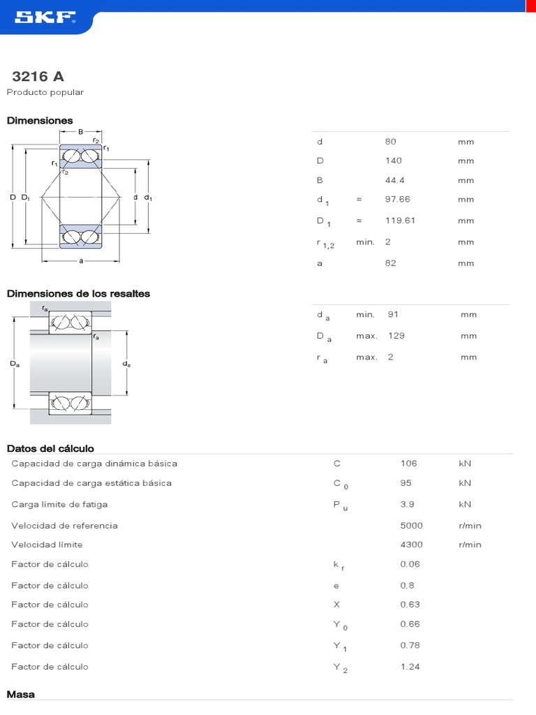 Rodamientos de Dos Hileras de Bolas de Contacto Angular-3216 A | PDF