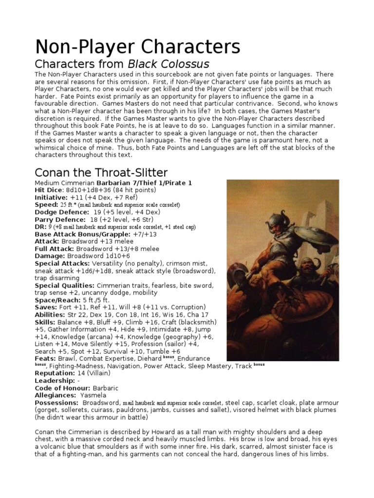 (Conan RPG) Characters - From - Black - Colossus | PDF | Conan The ...