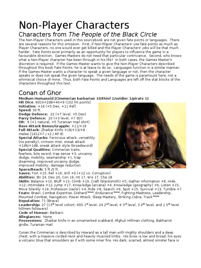 (Conan RPG) Characters - From - People - of - The - Black - Circle | PDF