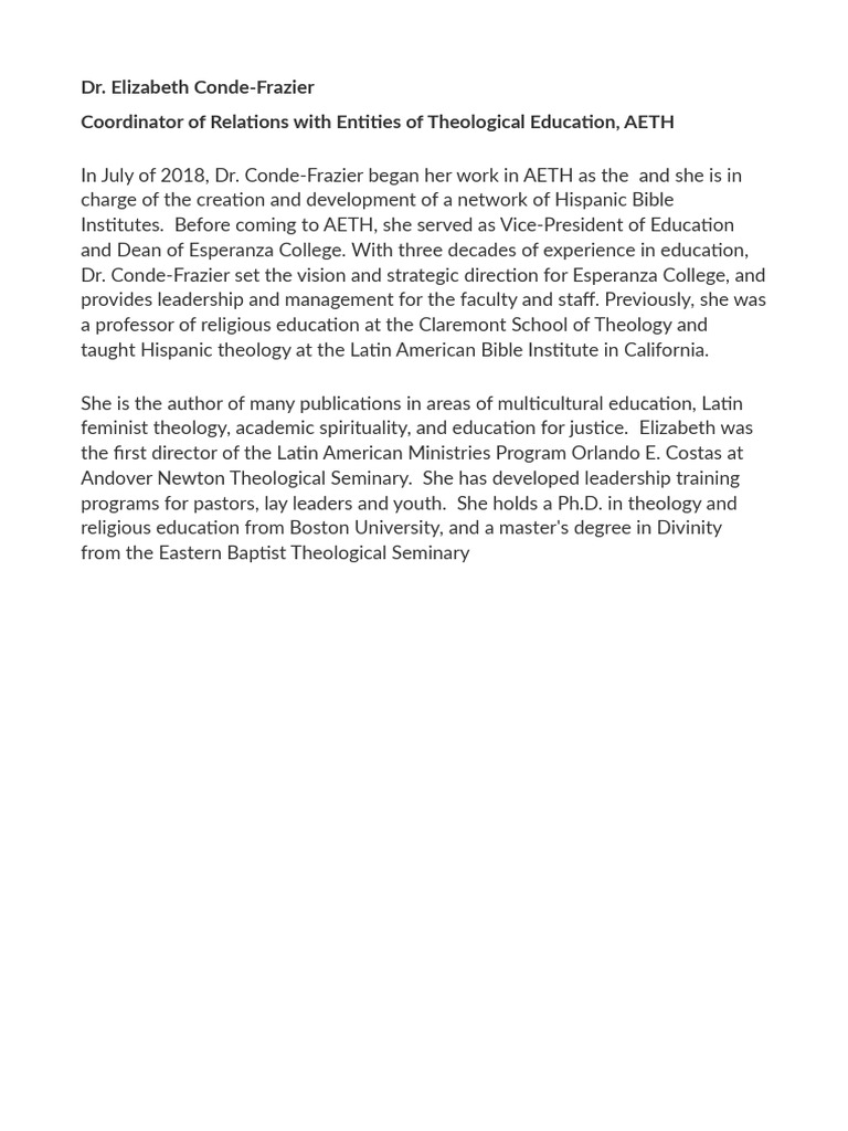 Dr. Elizabeth Conde-Frazier's Career Overview | PDF