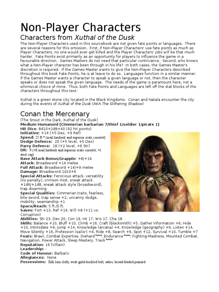 (Conan RPG) Characters - From - Xuthal - of - The - Dusk | PDF | Conan ...