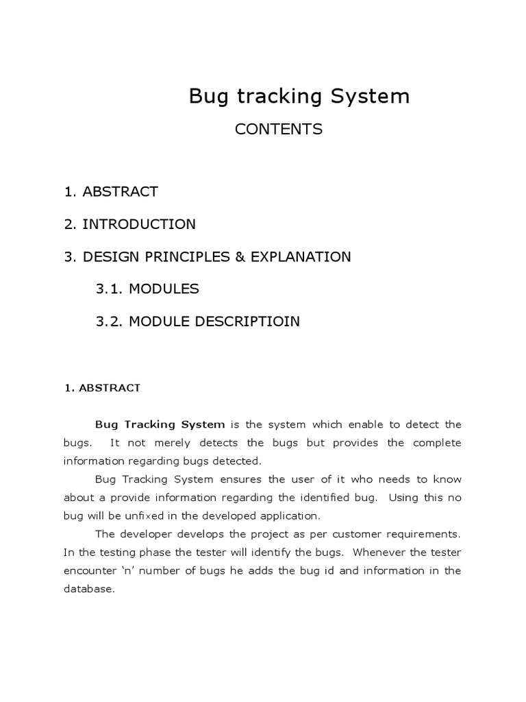 Bug Tracking System: 1. Abstract 3. Design Principles & Explanation 3.1. MODULES 3.2. Module ...