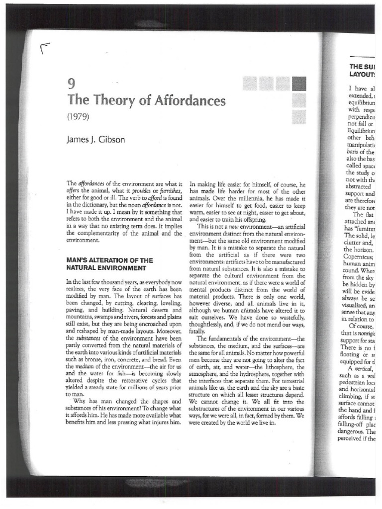 Gibson's Theory of Affordances | PDF