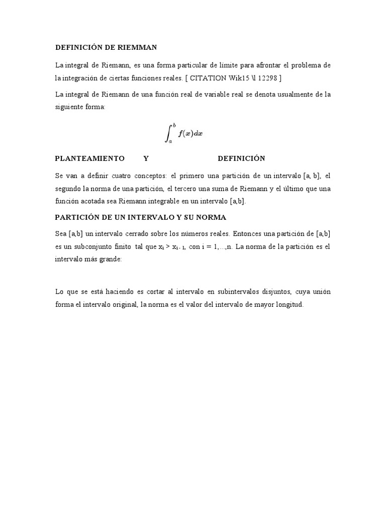 Definición de Riemman | PDF | Integral | Cálculo