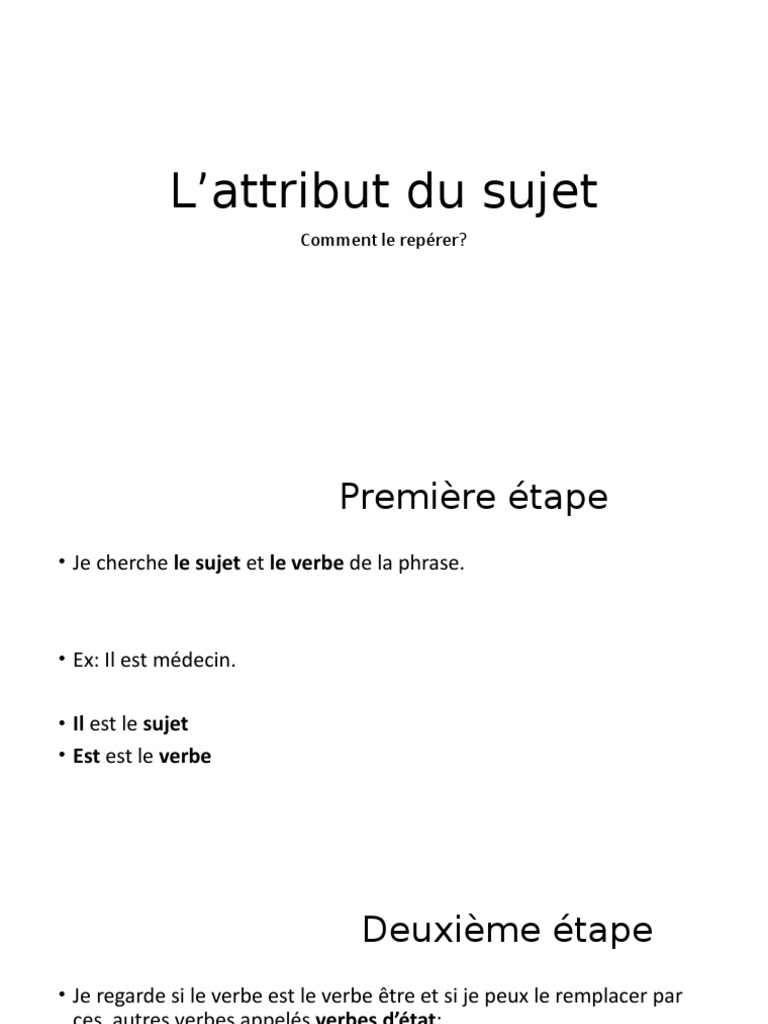 L'attribut Du Sujet | PDF