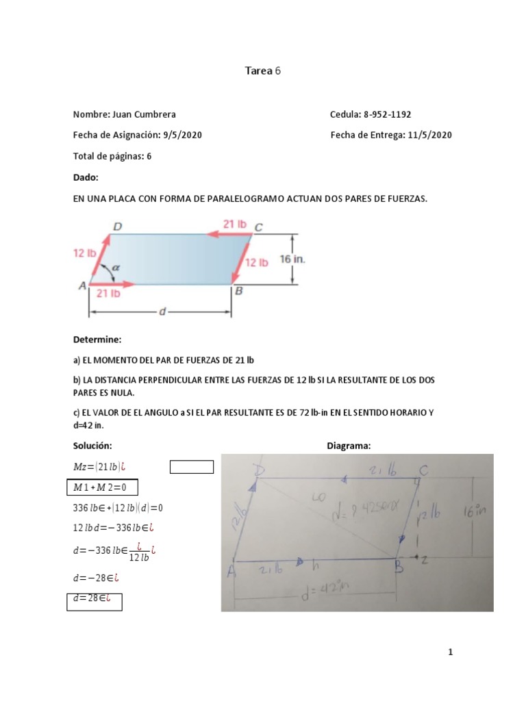 Estatica - Tarea 6 | PDF | Enseñanza de matemática