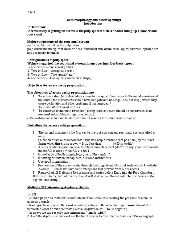 L2. Tooth Morphology and Access Openings | PDF | Dentistry | Mouth
